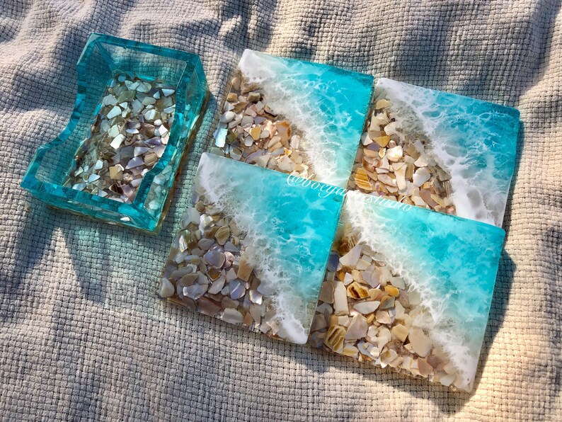 Ocean Coaster Set Shell Resin Coaster House Warming Gift - Etsy