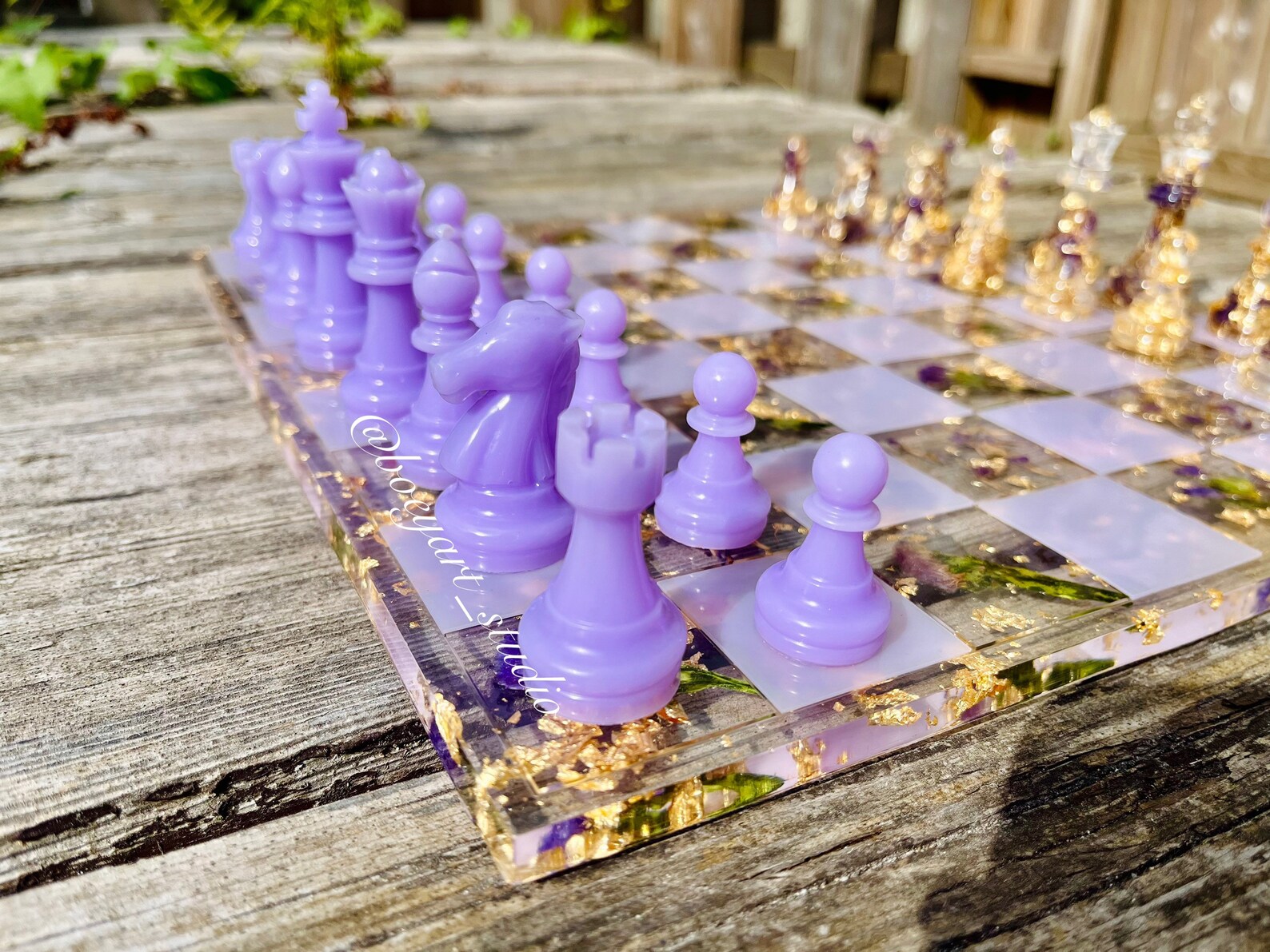 Resin Flower Chess Board Set: Handmade Floral Chessboard (12.2” X 12.2 ...
