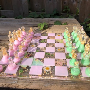 Floard Chess Board, Flower Chess Board Set, Butterfly Chess Board, Made ...