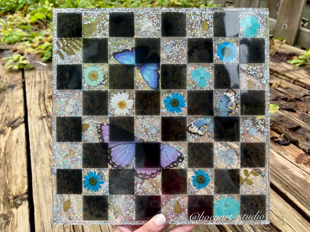 Floard Chess Board, Flower Chess Board Set, Butterfly Chess Board, Made ...