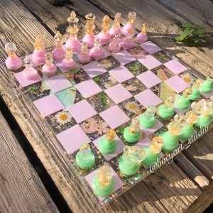 Floard Chess Board, Flower Chess Board Set, Butterfly Chess Board, Made ...