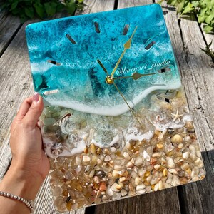 Ocean Clock (made-to-order), Handmade Resin Clock, Beach Clocks, House ...