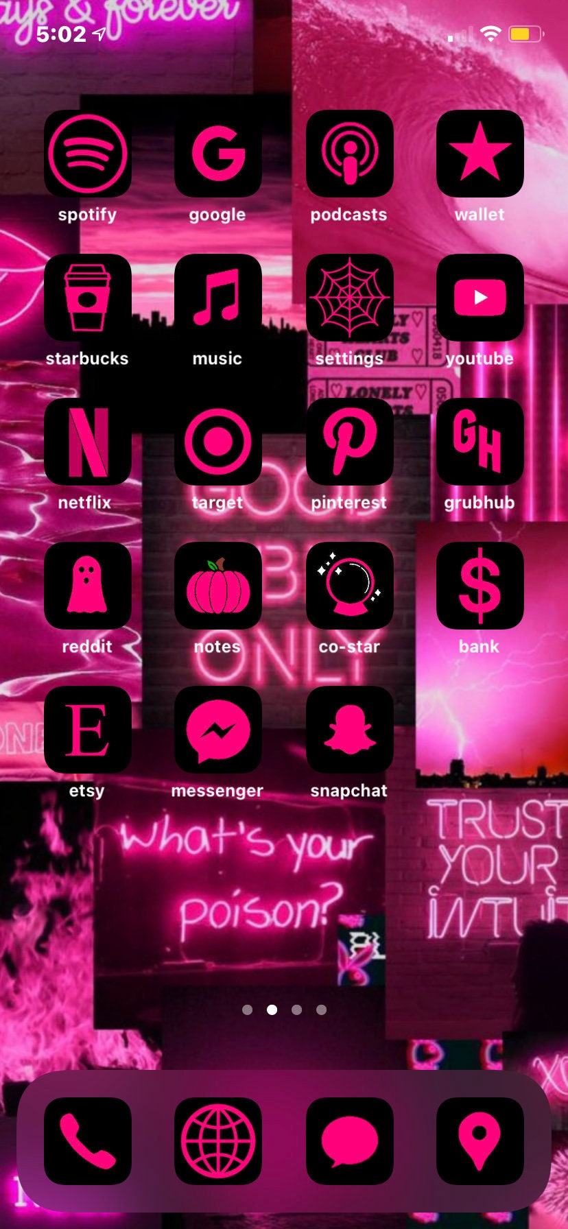 Spooky Icon Pack | IOS14 Homescreen | Pink and Black | 35 iPhone Icons ...