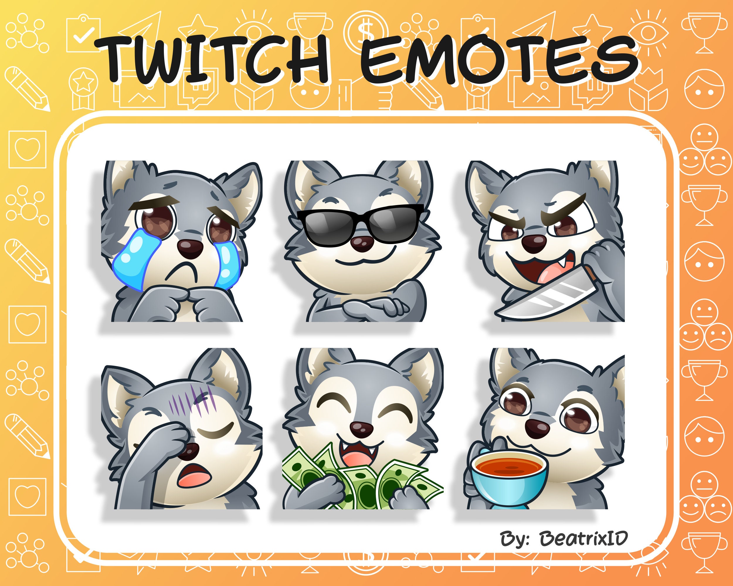 6 X Twitch Emotes Wolf 2 | Etsy