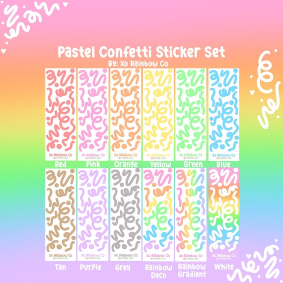 12 Pastel Confetti Sticker Sheets Holographic Deco Sticker | Etsy