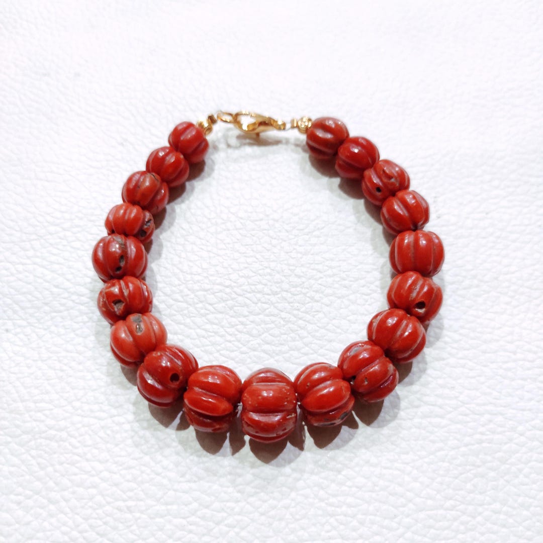 Beautiful Red Coral Carved Briolette Beads 100%natural Italian Red ...