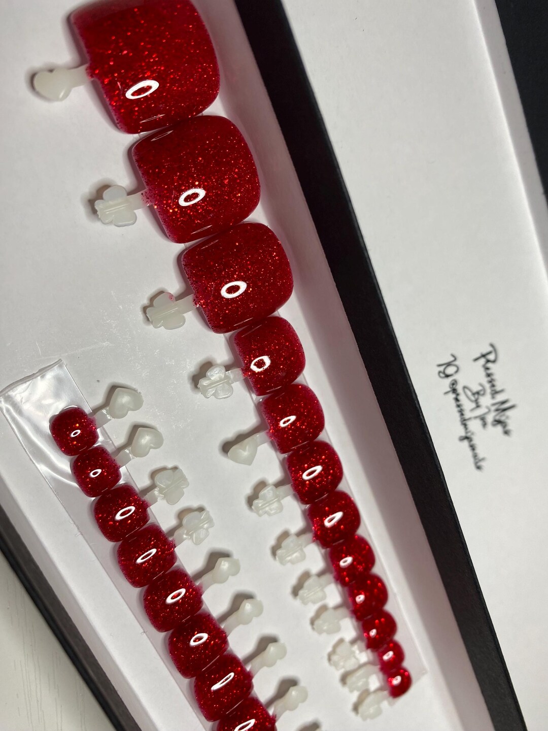 Press on Toe Nails: Glittery Ruby Red - Etsy