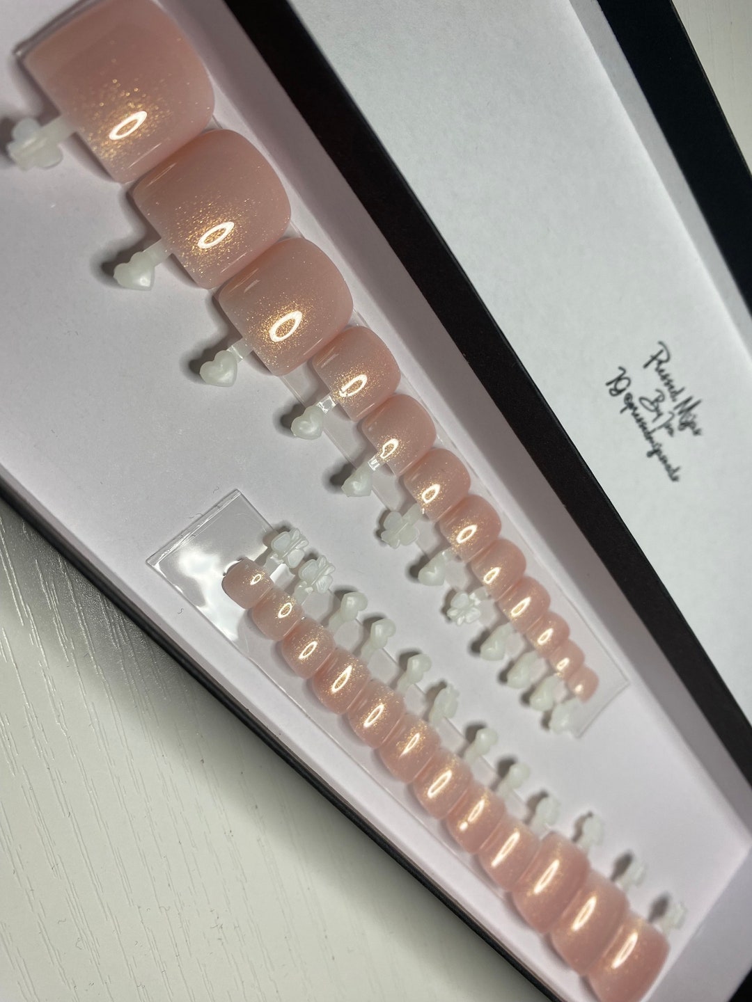 Press on Toe Nails: Light Pink Shimmer - Etsy