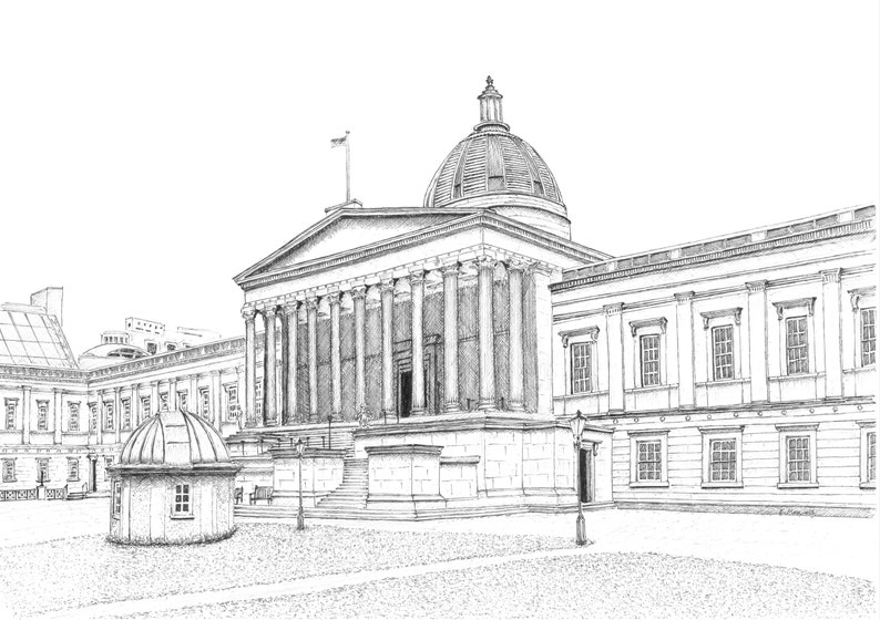 Print of Line Drawing of UCL university College London Main Building - Etsy