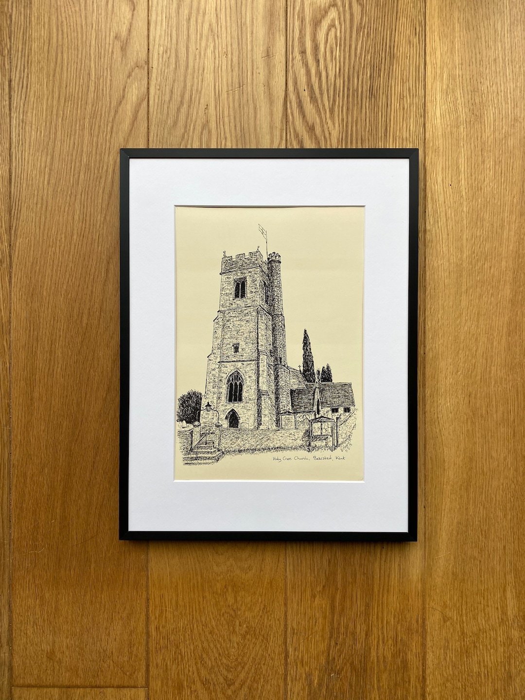 Print of Line Drawing of Holy Cross Church, Bearsted, Kent - Etsy