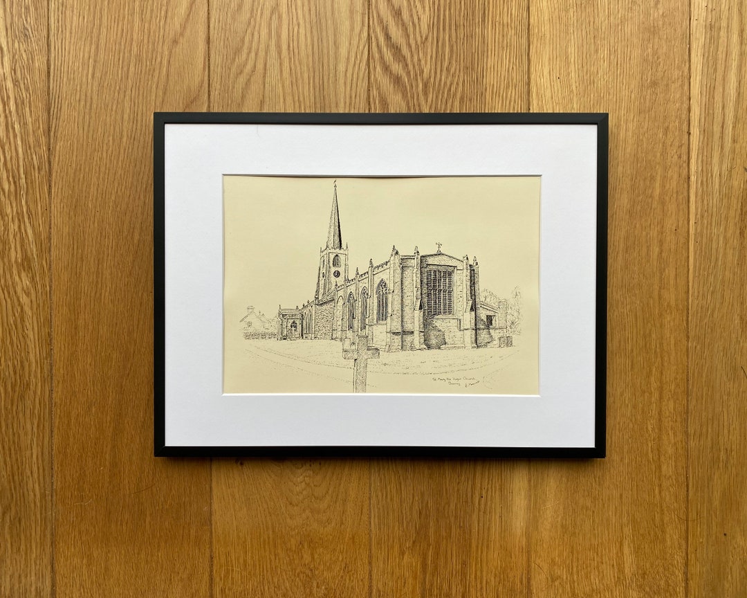Print of Line Drawing of St Mary the Virgin Church, Bunny, Notts - Etsy