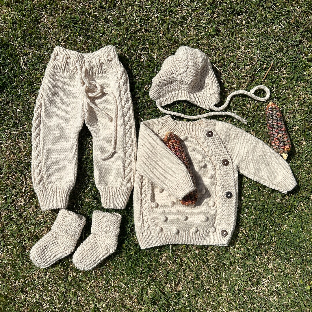 Hand Knitted Organic Cotton Newborn Baby Homecoming Outfit, Newborn ...
