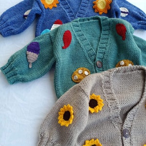 Knitted Space Themed Crop Cardigan, Knit Baby Cardigan, Sun Cardigan ...