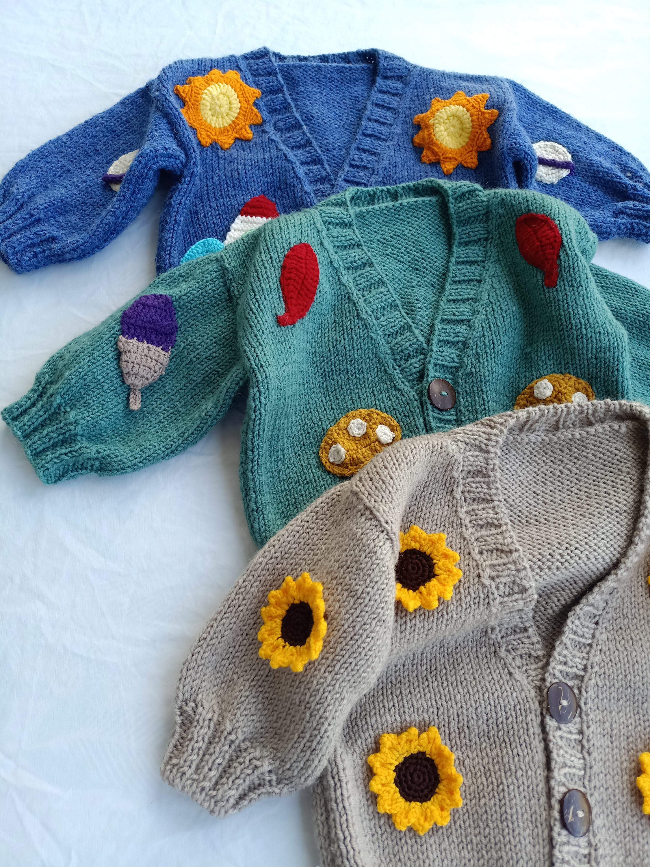 Knitted Space Themed Crop Cardigan, Knit Baby Cardigan, Sun Cardigan ...