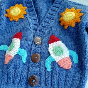 Knitted Space Themed Crop Cardigan, Knit Baby Cardigan, Sun Cardigan ...
