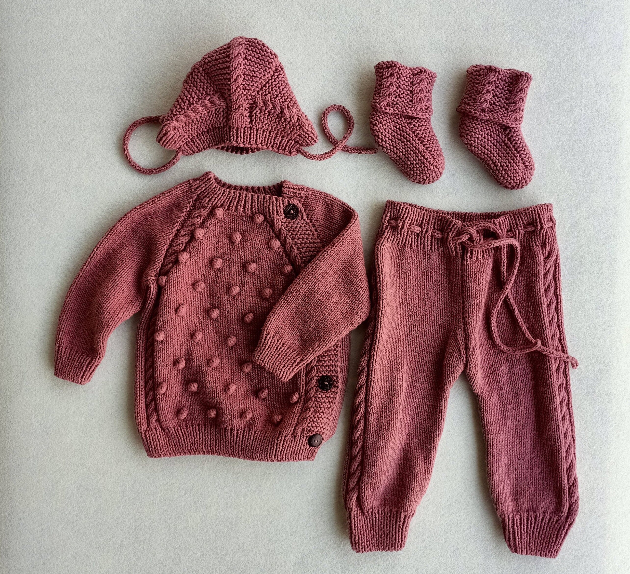 Hand Knitted Organic Cotton Newborn Baby Homecoming Outfit, Newborn ...
