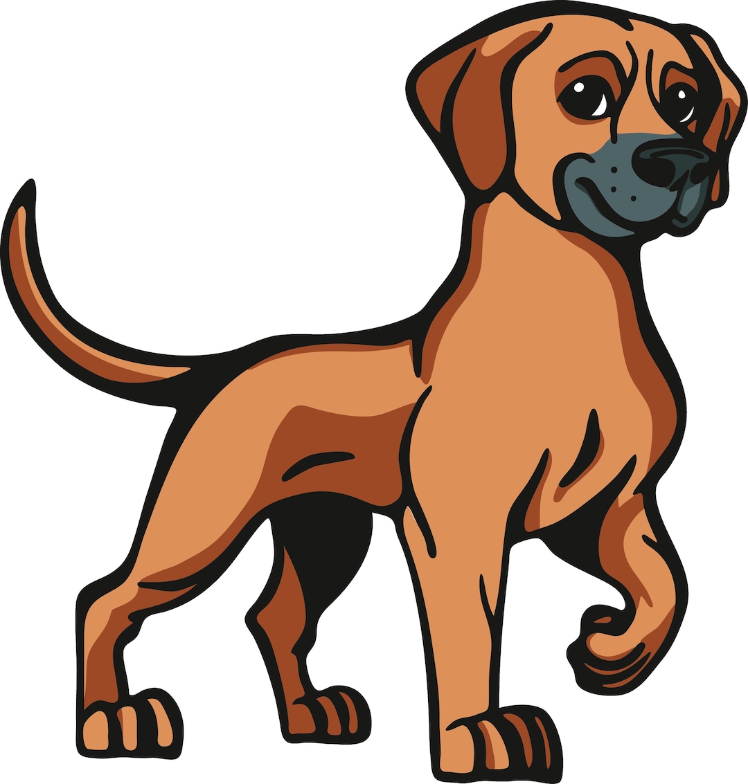 Rhodesian Ridgeback Cartoon SVG PNG Colour and Outline Download Files ...