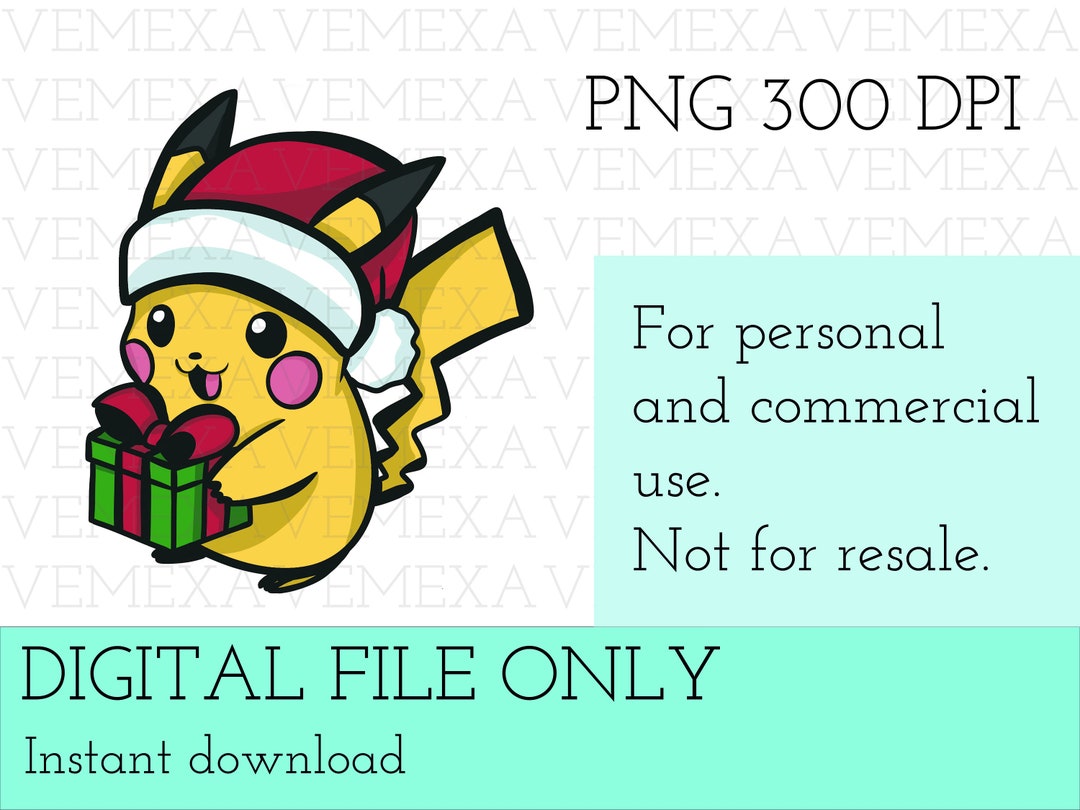 Christmas Themed Pokémon Pikachu Png Clipart With a Santa Hat for ...