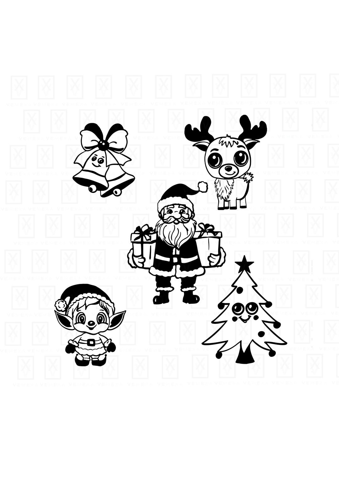 Christmas Svg Clip Art Santa Reindeer Christmas Tree Elf - Etsy