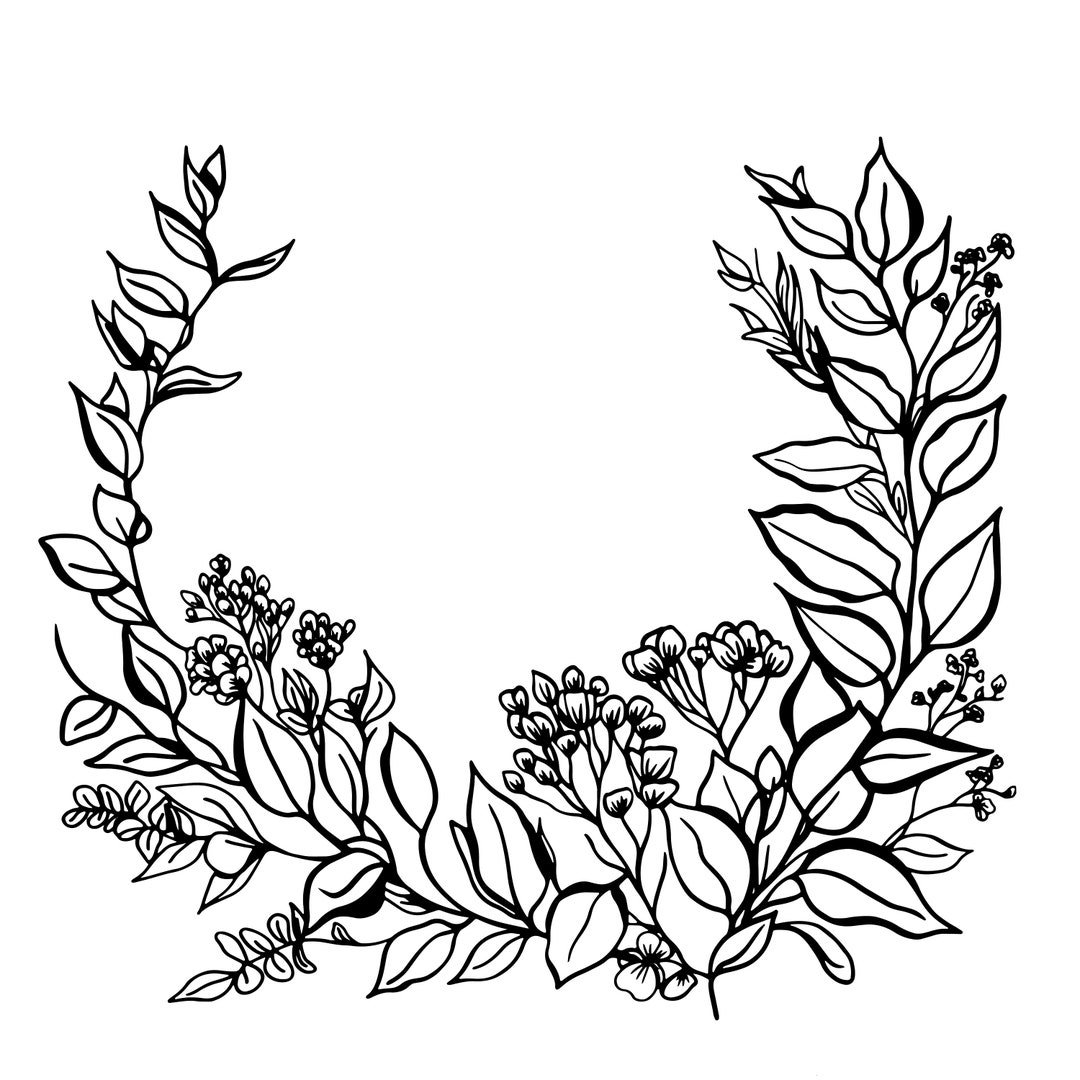 Floral Leafy Border Clipart Digital File Svg Jpeg Png Pdf . Digital ...