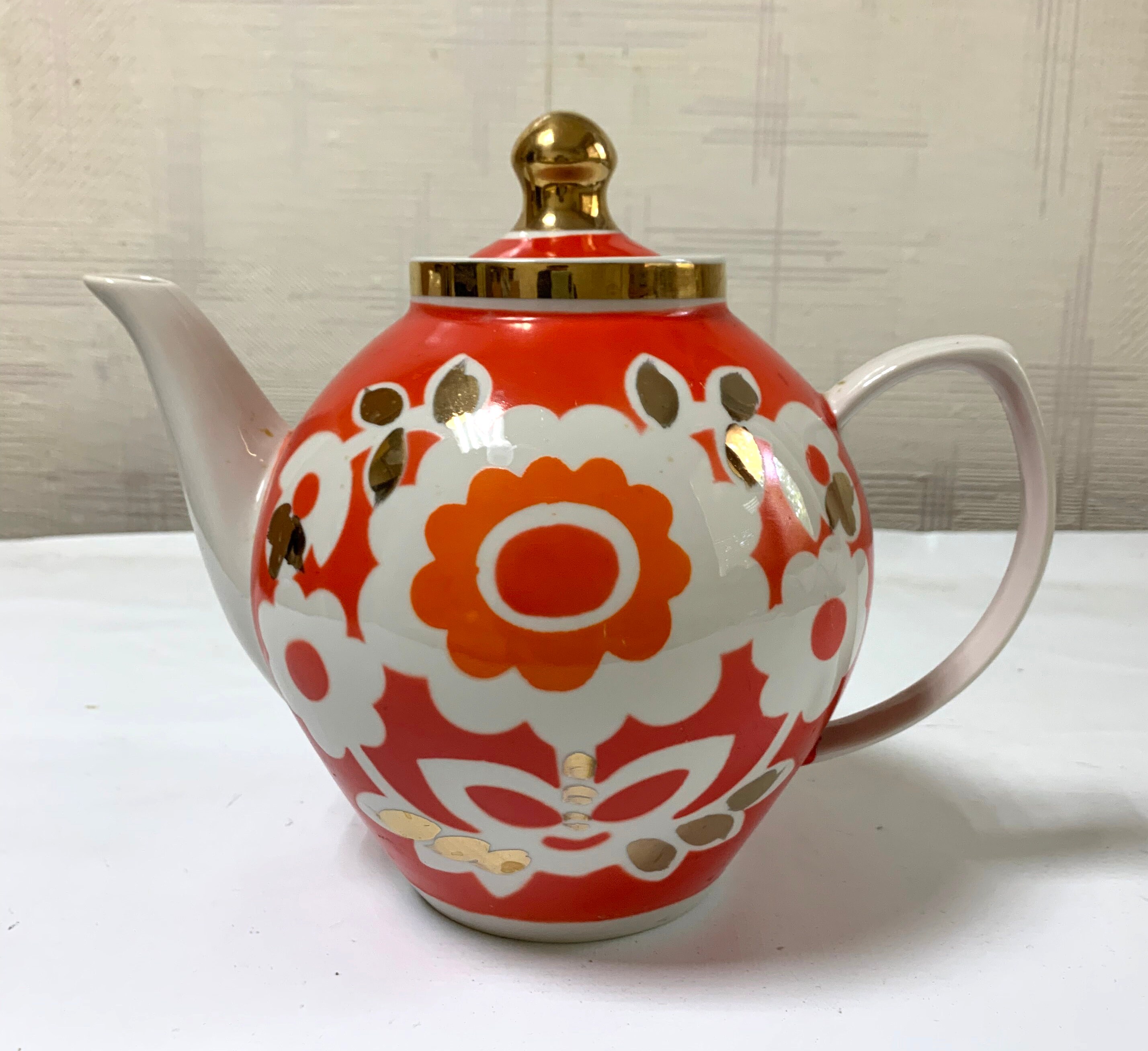 Vintage Soviet Porcelain Big Teapot Ukraine, Retro Home Decor Kettle ...