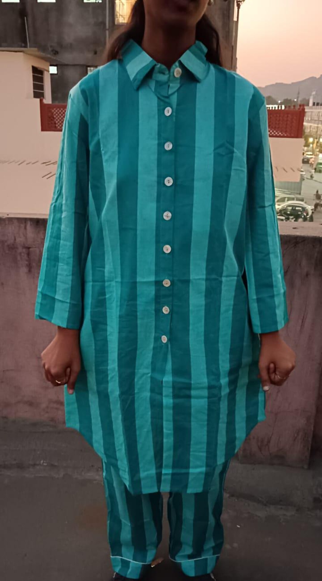 New Long Night Wear Coat Set Pyjama Long Shirt Personalised Gift Woman ...