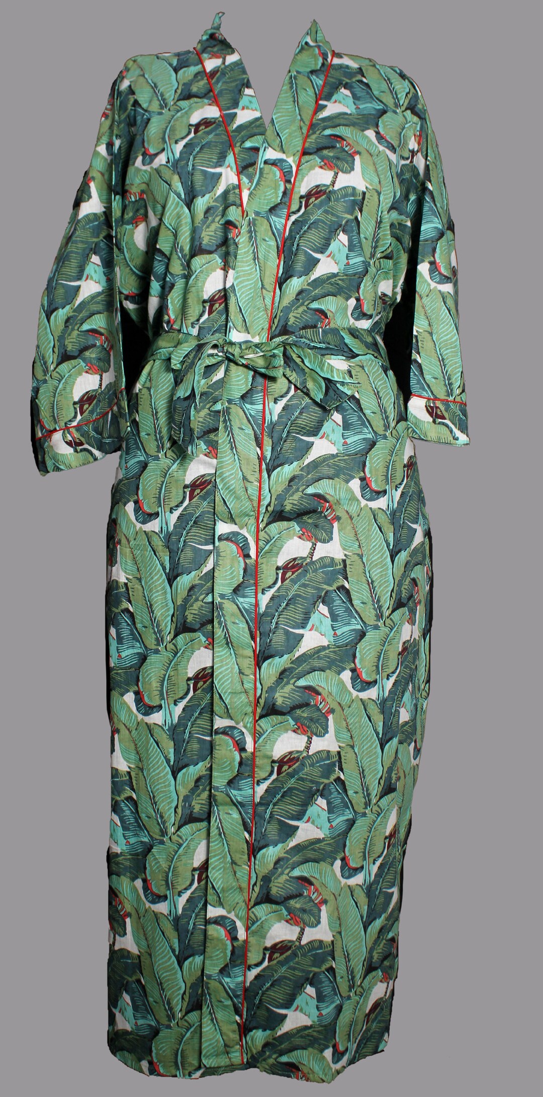 Women Kimono, Cotton Robe, Block Print, Comfortable Nightwear Dress ...