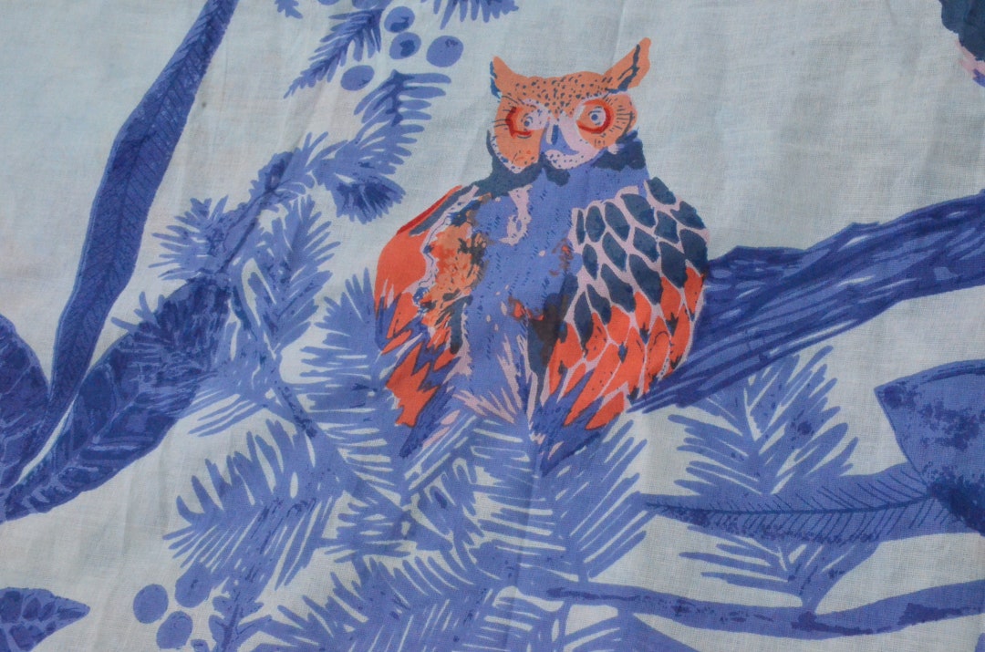 Owl Print Cotton Fabric: Indian Hand Block Printed Quilting Material - Etsy
