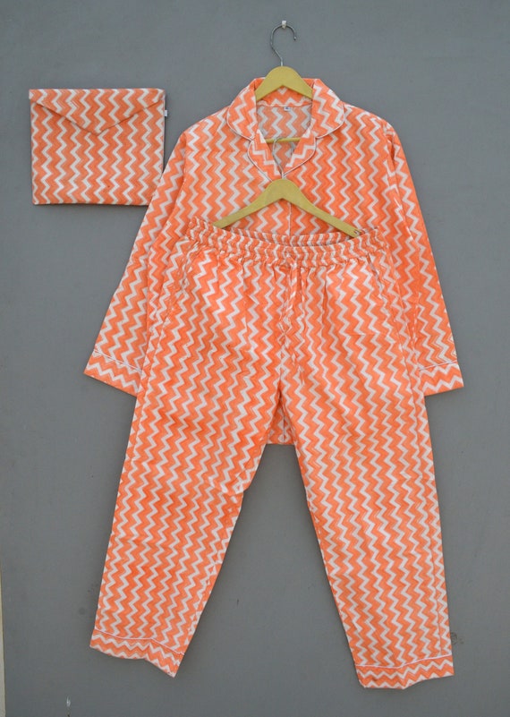 Striped Print Comfy Night Wear Pajama Set Long Pajamas Set - Etsy