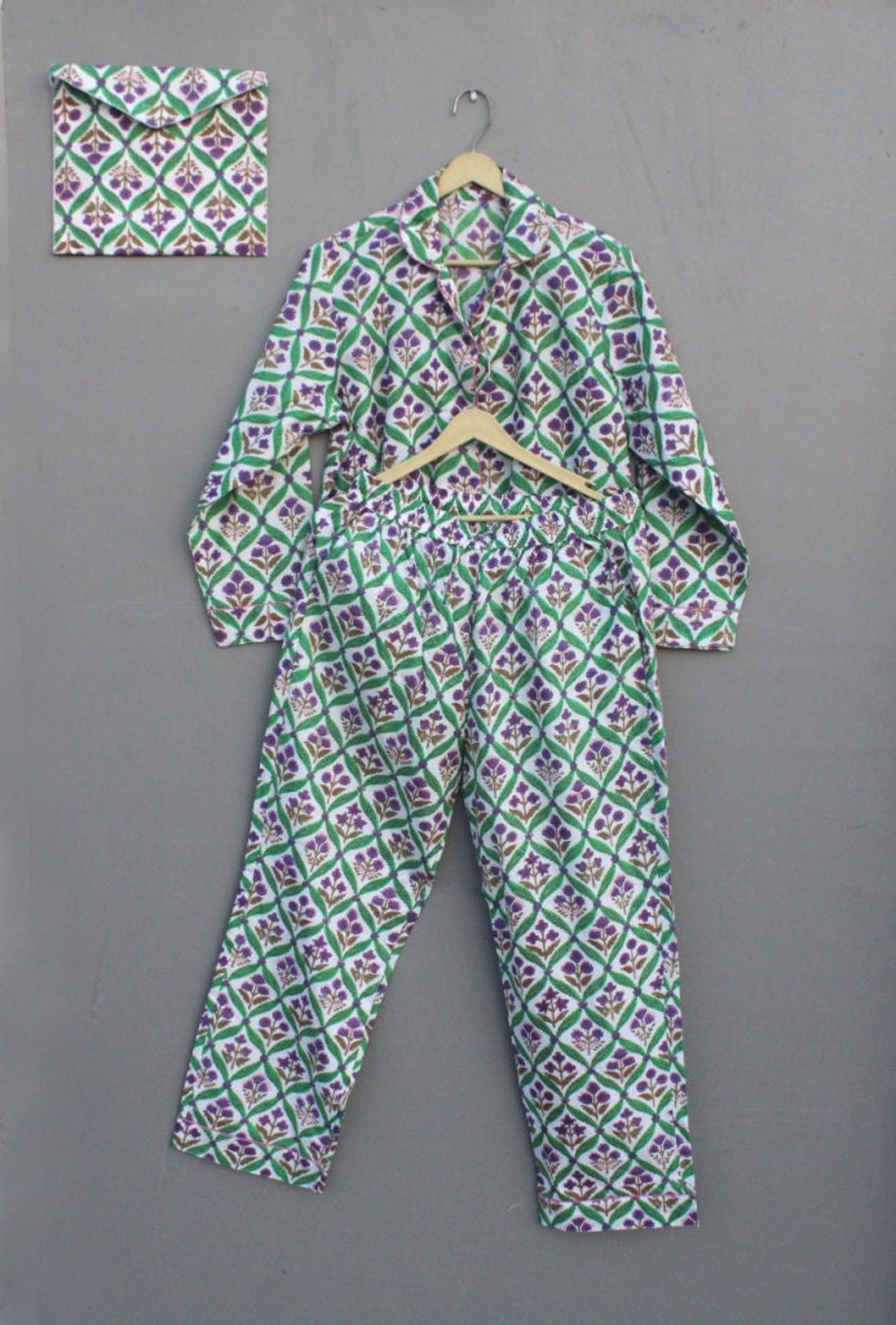 100% Indian Handmade Cotton Pyjama Set/woman & Man Long Pyjama Set ...