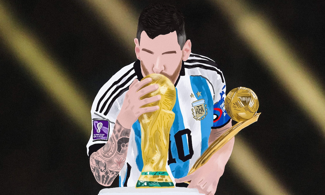 MESSI Besando La Copa Del Mundo/ MESSI Kissing the World-cup - Etsy