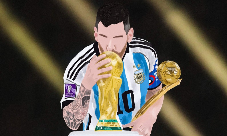 MESSI Besando La Copa Del Mundo/ MESSI Kissing the World-cup - Etsy