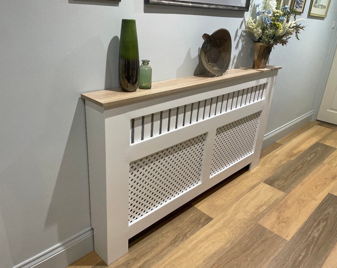 Randle - Oak Effect & Diamond Grid Custom Radiator Cover - WHITE - Etsy UK
