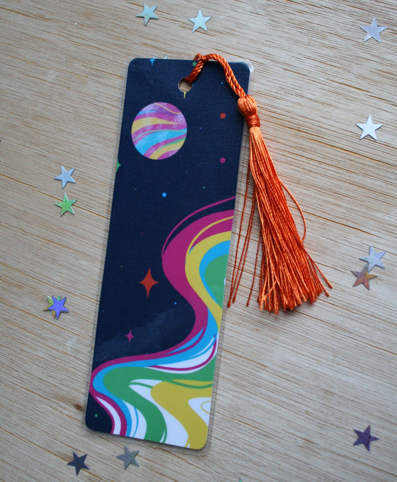 Laminated Bookmark With Tassel Space Themed Celestial - Etsy