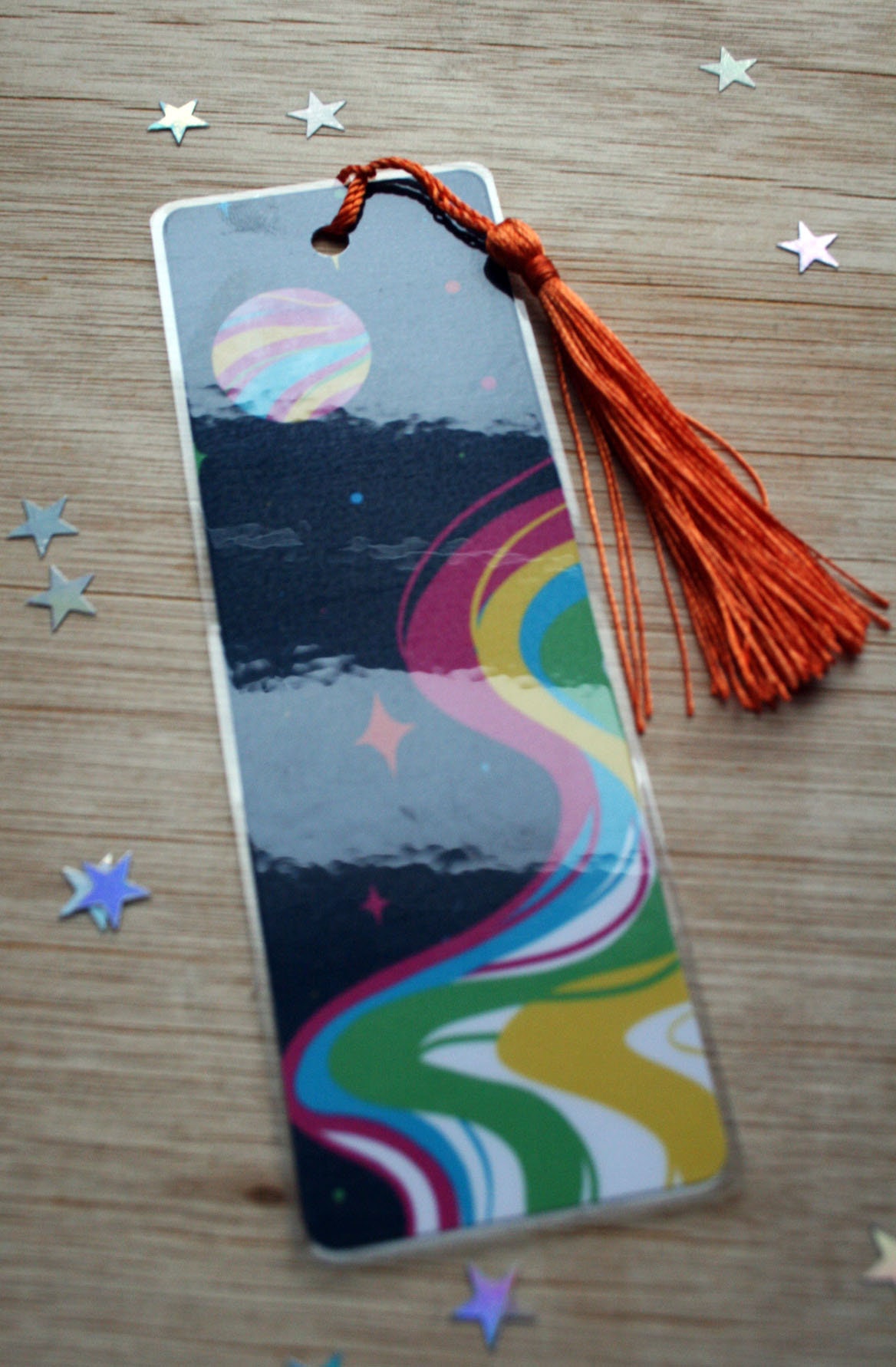 Laminated Bookmark With Tassel Space Themed Celestial - Etsy