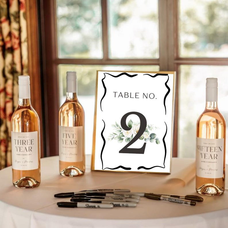 Floral Wedding Table Number Template, Elegant Botanical Reception Sign ...