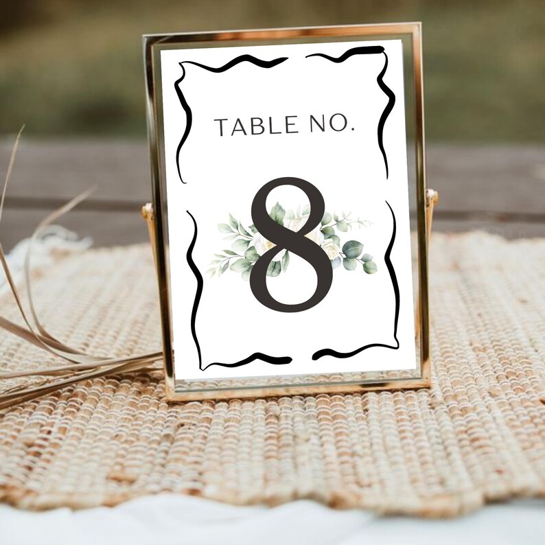 Floral Wedding Table Number Template, Elegant Botanical Reception Sign ...