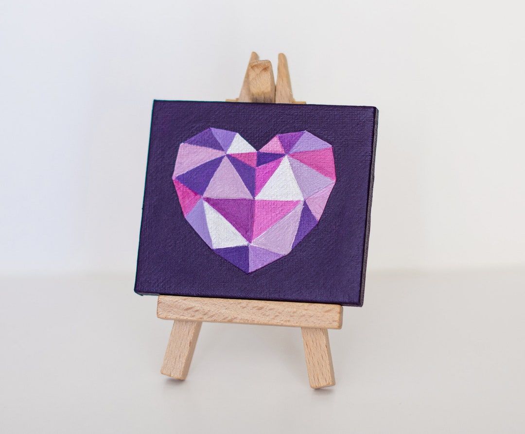 Original Mini Canvas Heart Painting, Valentine's Day Mothers Day Gift ...