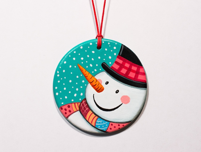 Snowman Hand Painted Clay Christmas Ornament Xmas Holiday - Etsy