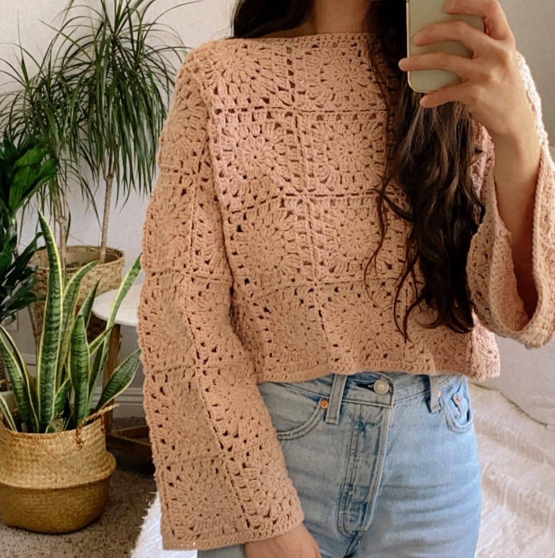 Crochet Sweater PATTERN Granny Square Sweater Cropped | Etsy