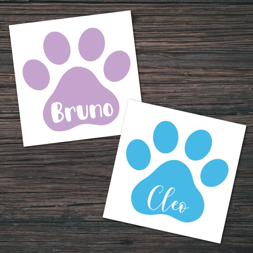 Pet Paw Print Name Vinyl Decal | Pet Decal | Pet Paw Print Decal | Dog ...