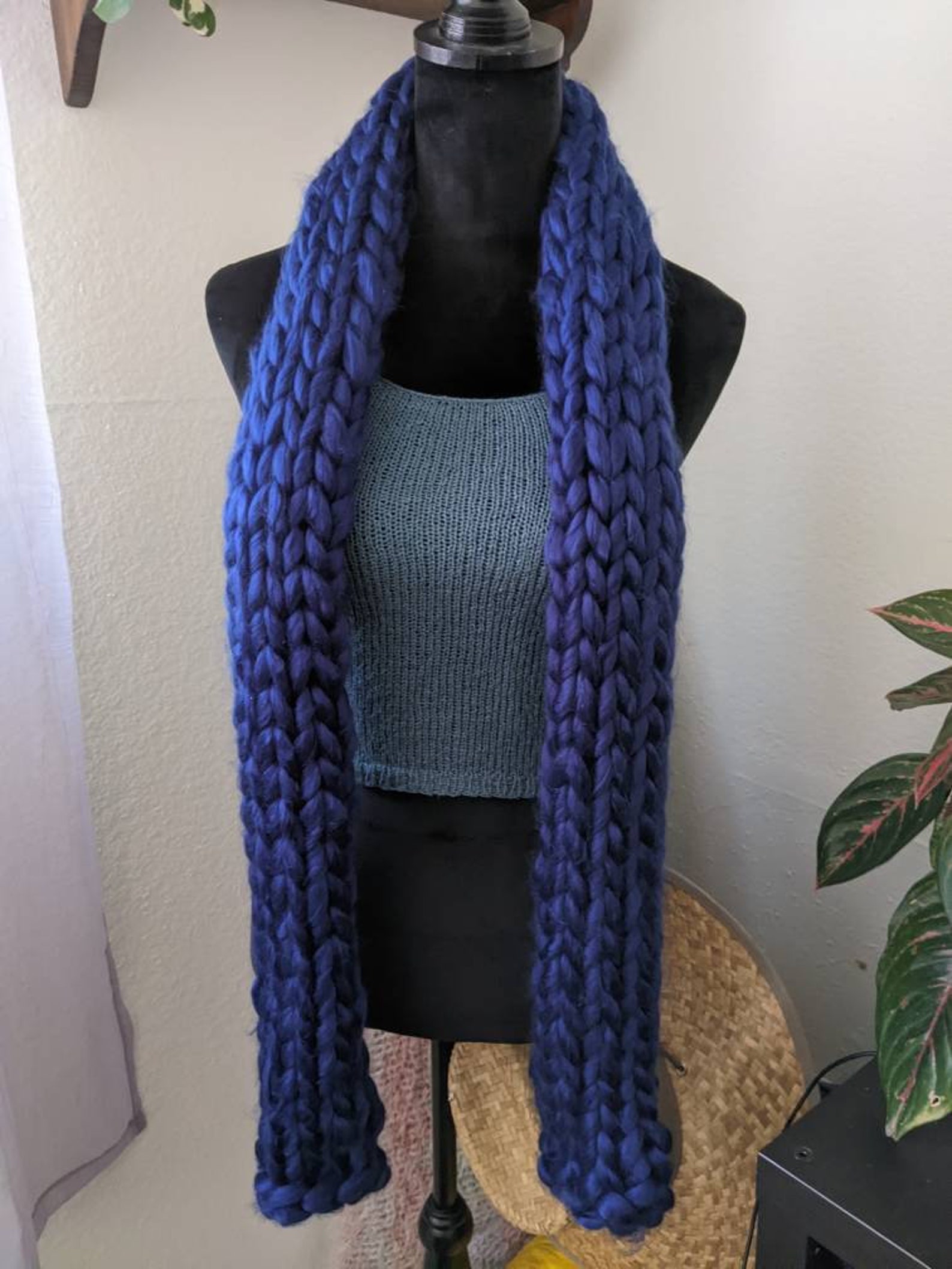 Royal Blue Knit Scarf | Chunky Scarf | Oversized Scarf - Etsy
