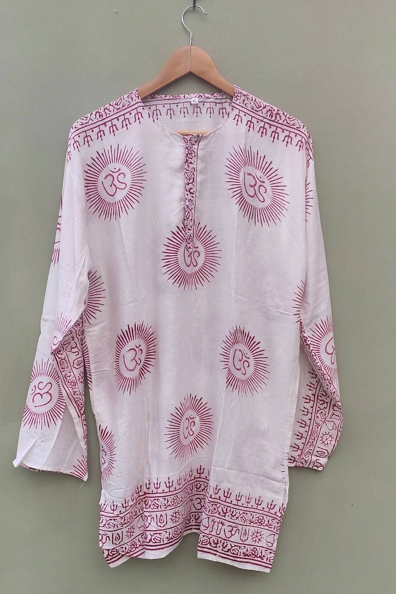 Handmade Rayon Om Shirt, Boho Festival Tunic, Block Printed (x-large ...