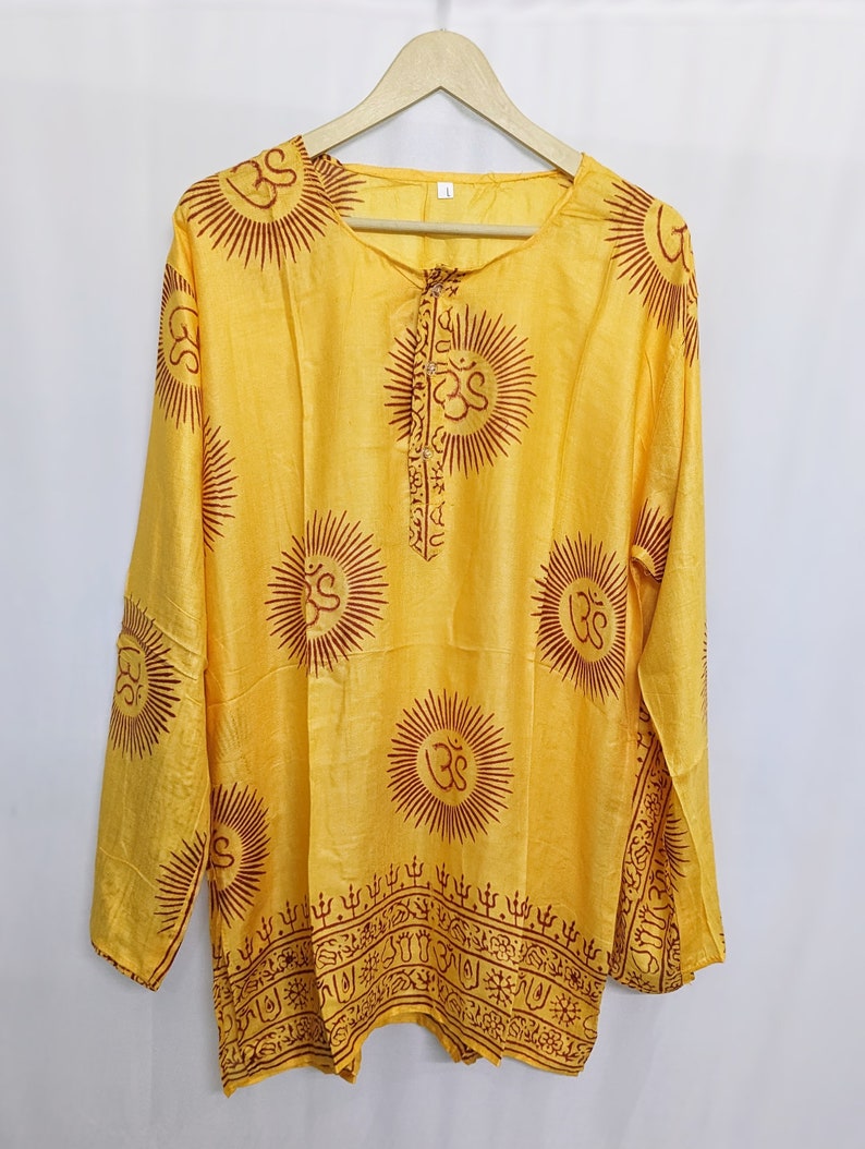 Handmade Rayon Om Shirt, Boho Festival Tunic, Block Printed (x-large ...