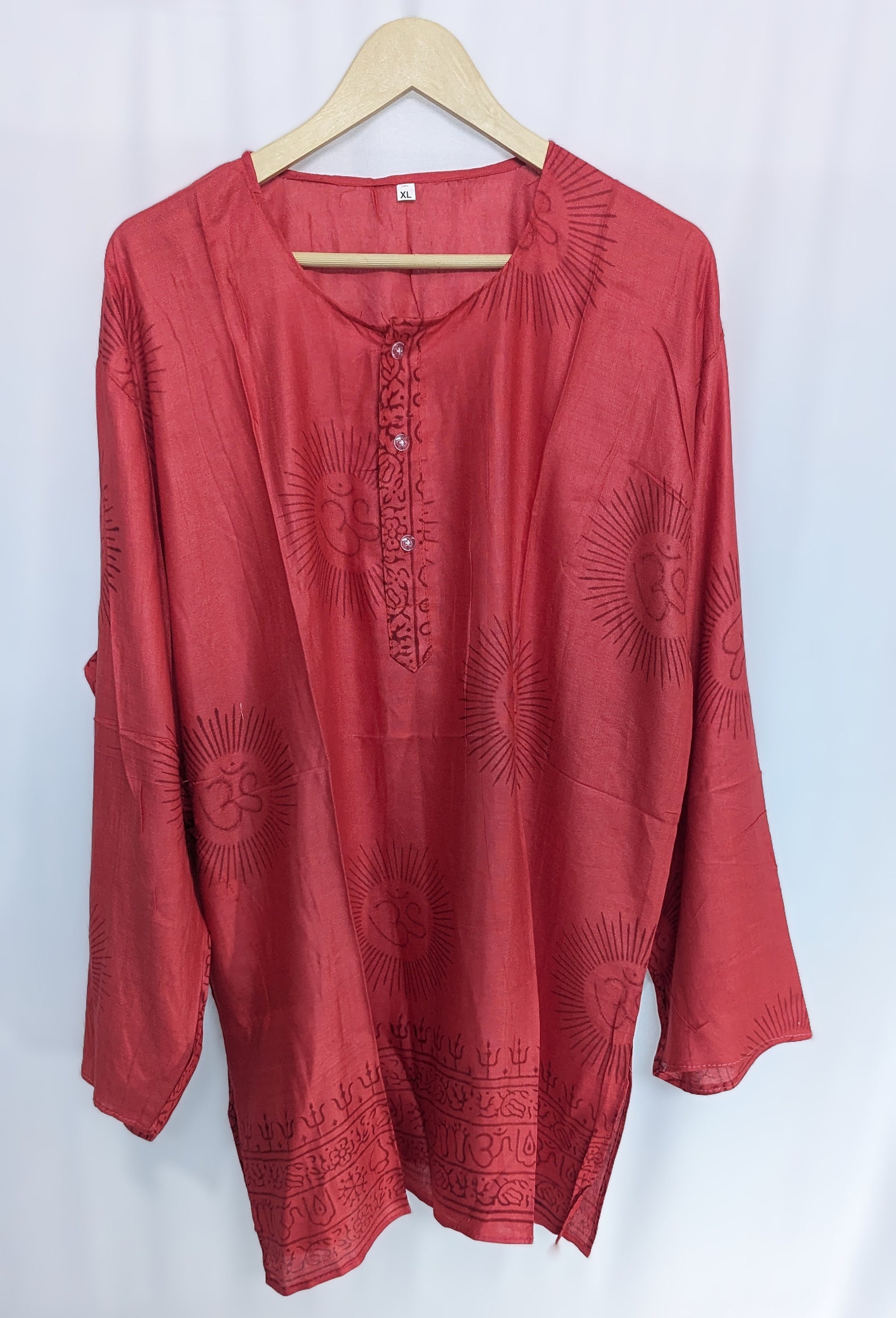 Handmade Rayon Om Shirt, Boho Festival Tunic, Block Printed (x-large ...