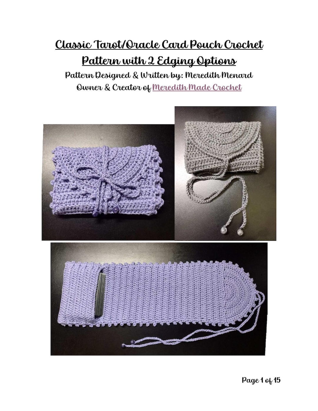 Classic Tarot or Oracle Card Pouch Crochet Pattern W/ 2 Edging Options ...