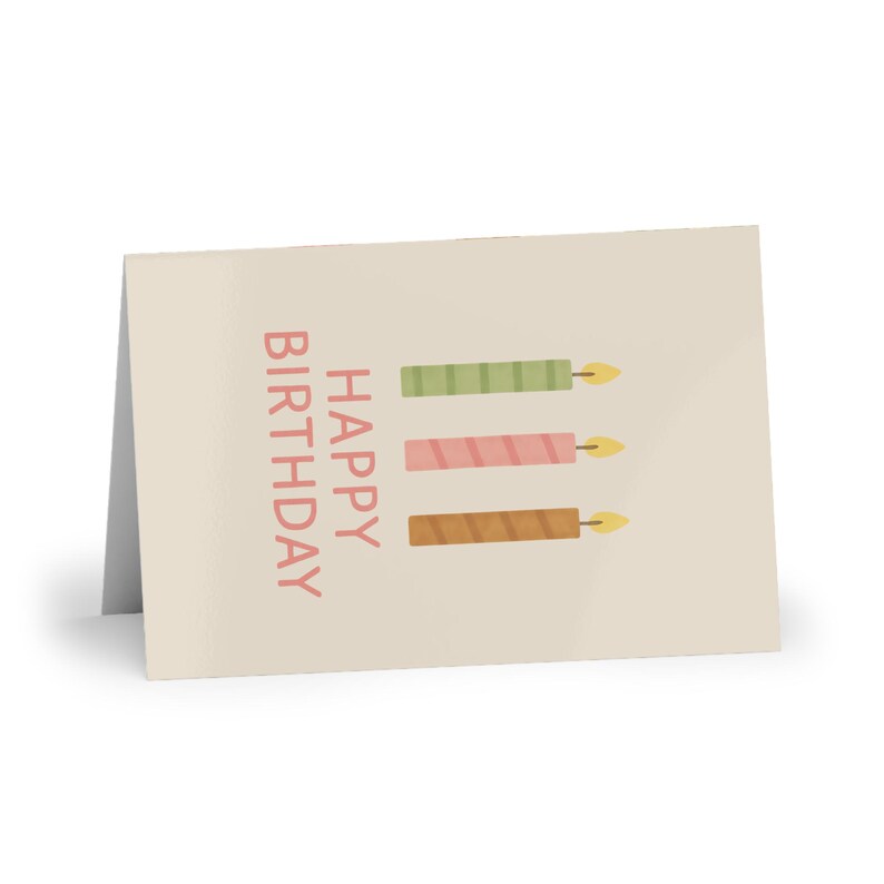 Printable Happy Birthday Card PDF | Cute Candle Design | Instant ...
