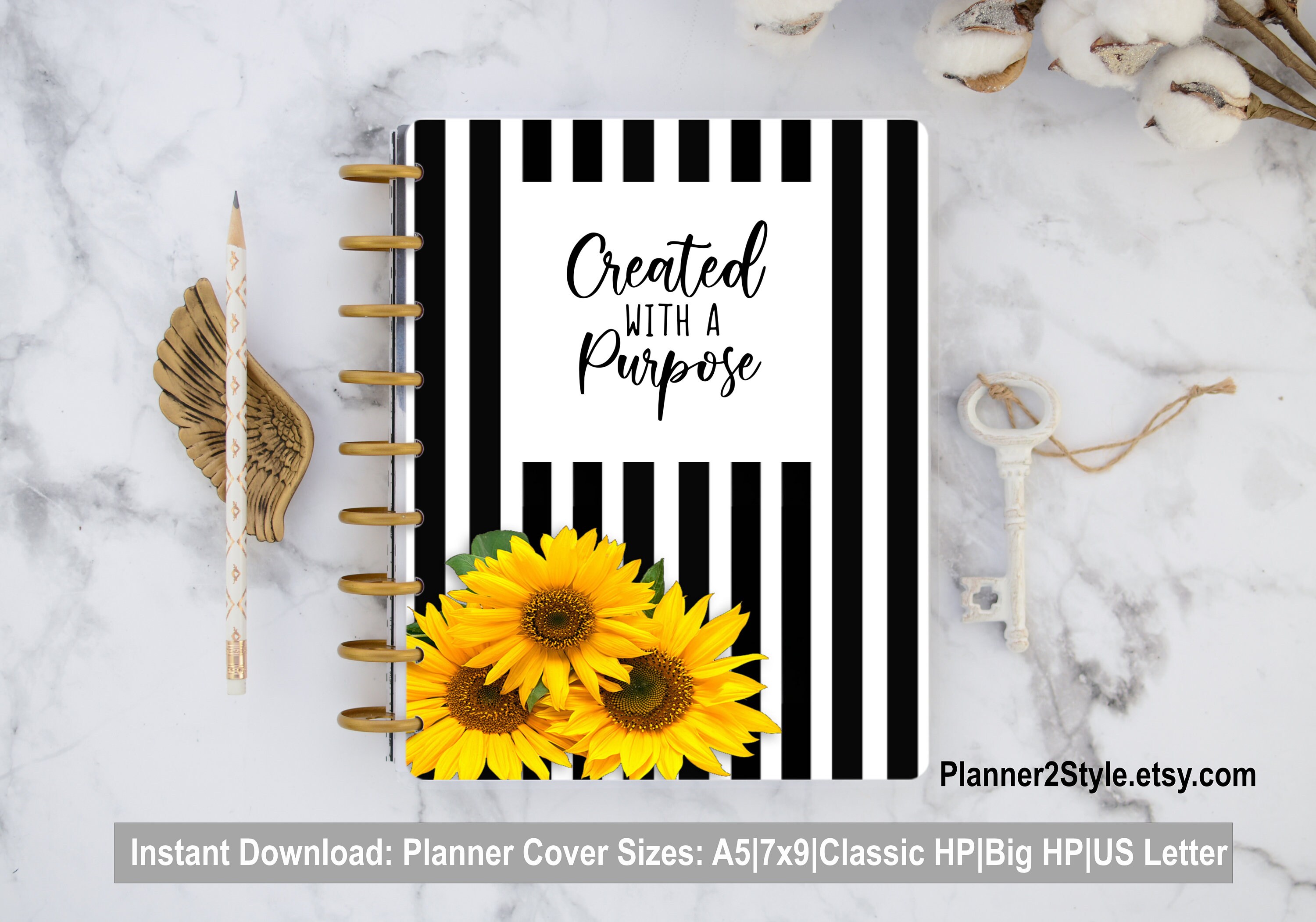 Sunflowers Happy Planner Printable Cover Faith Happy Planner - Etsy