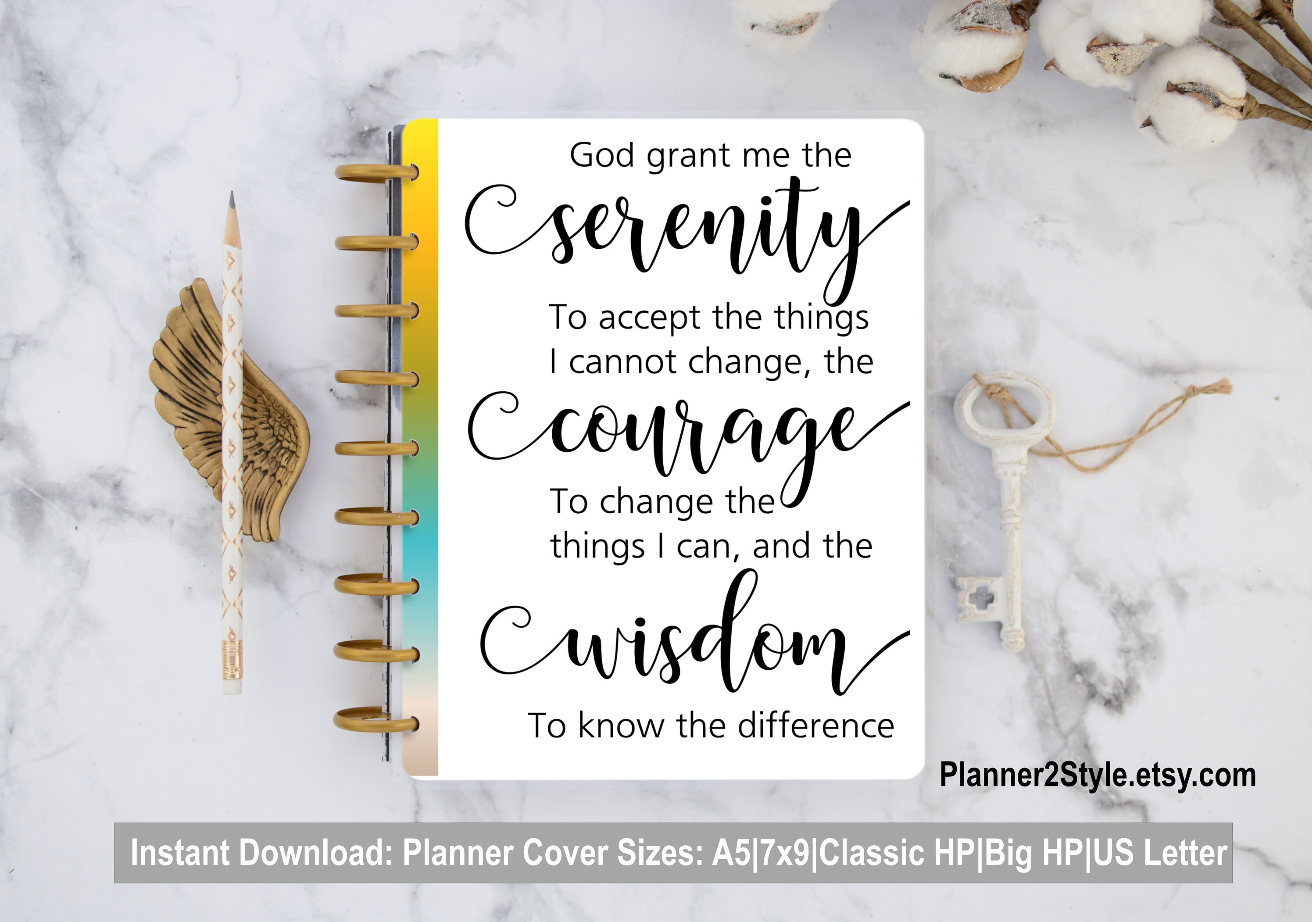 Serenity Inspirational Happy Planner Printable Cover Christian Planner ...