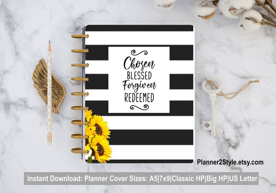 Sunflowers Happy Planner Printable Cover Faith Happy Planner | Etsy